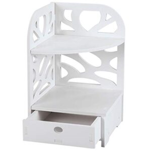 Fox Valley Traders Oakridge Corner Countertop Vanity Organizer with Drawer and Shelf, White