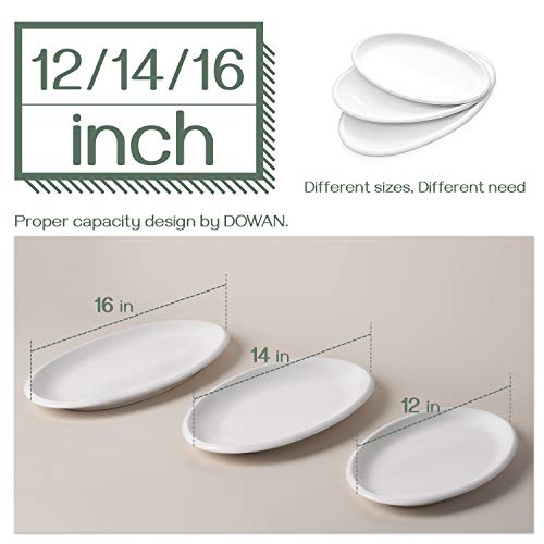 DOWAN Large Serving Platter, 16"/14"/12" Oval Serving Dishes, Serving trays for Entertaining, Ceramic Platters for Serving Food, Party, Sushi, Oven Safe, Set of 3, White