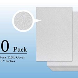 Silver Glitter Cardstock - 30-Pack Glitter Paper for DIY Craft Projects, Birthday Party Decorations, Scrapbook, Double-Sided, 110 lb Cover Stock, 8 x 12 inches