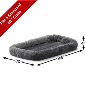 New World Pet Products Gray Dog Bed | Bolster Dog Bed Fits Metal Dog Crates | Machine Wash & Dry