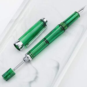 Lanxivi Set of 3 Piston Vaccum Fountain Pen Extra Fine Nib, 013 Series (Blue, Green and Clear Transparent) by Paili