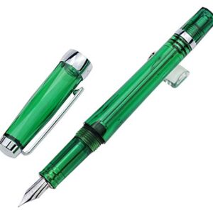 Lanxivi Set of 3 Piston Vaccum Fountain Pen Extra Fine Nib, 013 Series (Blue, Green and Clear Transparent) by Paili