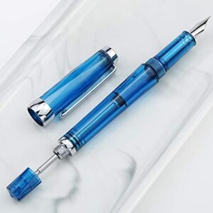 Lanxivi Set of 3 Piston Vaccum Fountain Pen Extra Fine Nib, 013 Series (Blue, Green and Clear Transparent) by Paili