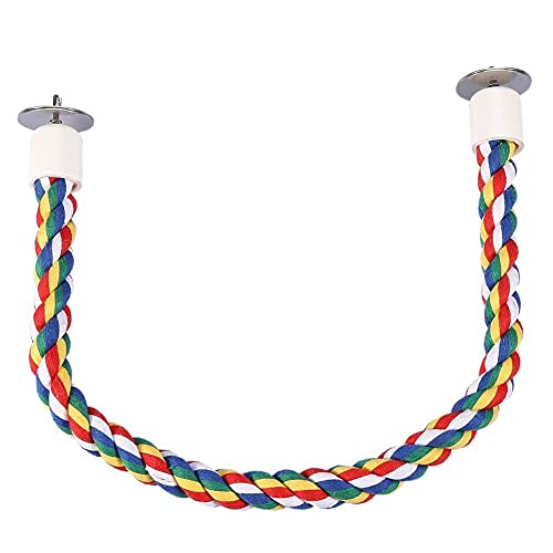 Keersi Colorful Rotate Cotton Rope Bird Perch Stand for Parrot Budgie Parakeet Cockatiel Conure Lovebird Finch Canary Macaw African Grey Cockatoo Amazon Eclectus Cage Toy (60cm/24'')