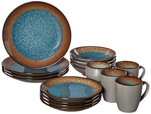 Pfaltzgraff 5239319 Monroe Blue 16-Piece Dinnerware Set, Assorted