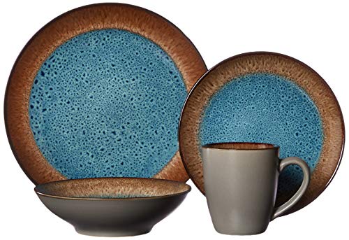 Pfaltzgraff 5239319 Monroe Blue 16-Piece Dinnerware Set, Assorted