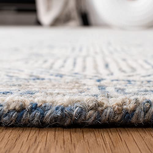 SAFAVIEH Micro-Loop Collection 8' x 10' Blue/Ivory MLP538M Handmade Premium Wool Area Rug