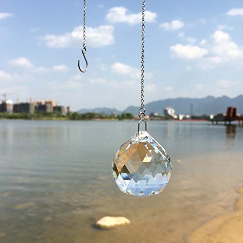 JIHUI Crystal Prism Ball Window Suncatcher Rainow Maker 30mm/1.18 inches with Chain for Easy Hanging Pack of 3