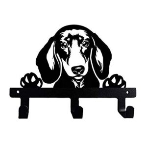 fit frenchie dachshund wiener sausage dog shape peek a boo metal wall hook for leash keys clothes towel kitchen mudroom bedroom bathroom