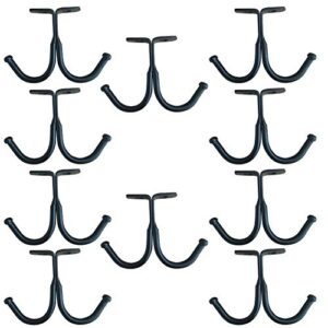 haowei double prong ceiling hook 10 pcs towel/robe/coat clothes hook for closet top bathroom kitchen cabinet garage (black)