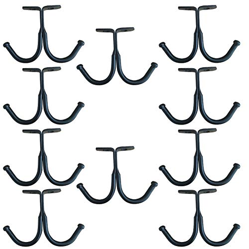 haowei Double Prong Ceiling Hook 10 Pcs Towel/Robe/Coat Clothes Hook for Closet Top Bathroom Kitchen Cabinet Garage (Black)