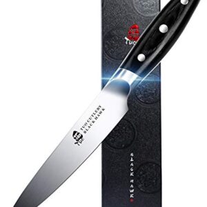 TUO Utility Knife - 5 inch Kitchen Chefs knife - Meat, Fruit, Vegetable Knife Paring Knife - German HC Steel - Full Tang Pakkawood Handle - BLACK HAWK SERIES with Gift Box