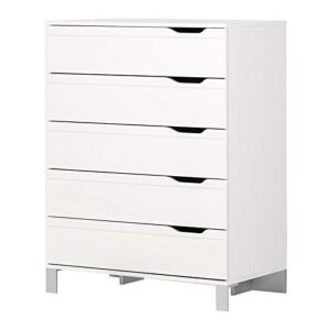 south shore kanagane 5-drawer chest-pure white