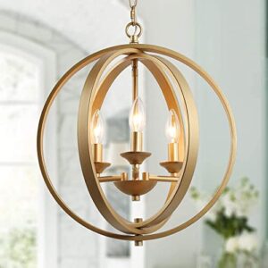 ksana gold orb chandelier modern globe 3 light fixture for dining & living room, bedroom, foyer and kitchen