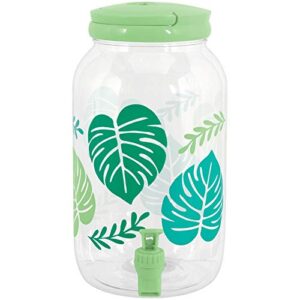 amscan jungle leaves clear plastic drink dispenser - 1 gallon 1 pc.