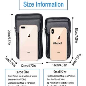 iPhone 11 Pro X Xs 8 7 Plus 6 6S Galaxy S9 S8 S7 S6 Edge Note5 Note4 A8 A8+ Leather Case Belt Holster Pouch Holder for Cell Phone Under 6.0" inch Vertical Style1-Black S Size