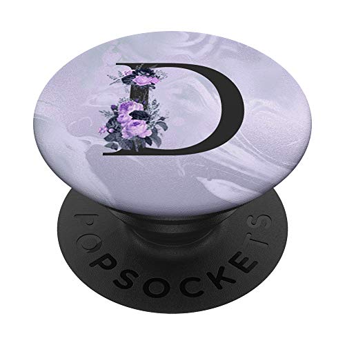 Initial Letter D Purple Lavender Floral Monogram For Women PopSockets PopGrip: Swappable Grip for Phones & Tablets