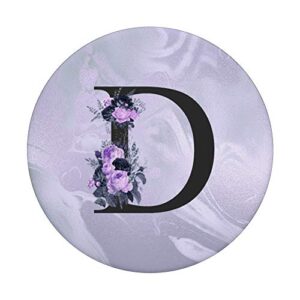 Initial Letter D Purple Lavender Floral Monogram For Women PopSockets PopGrip: Swappable Grip for Phones & Tablets