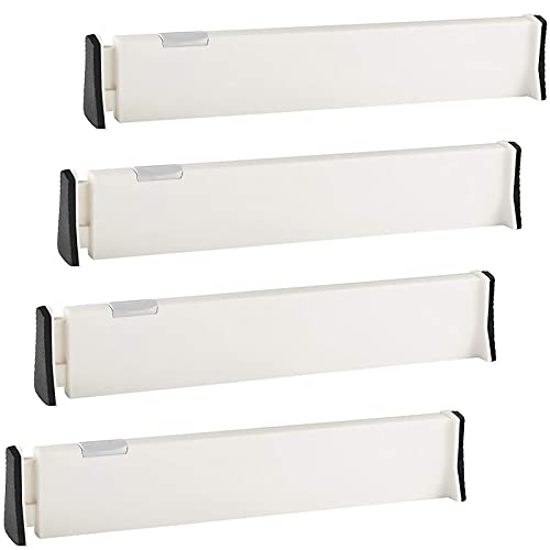 Phyllia Drawer Dividers 4 Pack, Expandable Dresser Drawer Organizers Separators Suitable 13.2-19", Tray Organizer for Silverware and Utensils, Kitchen,Bedroom,Bathroom, Office or Dresser Storage.