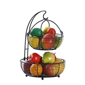 SunnyPoint Black Multifunction 2-tier Basket with Banana Hook