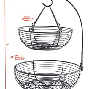 SunnyPoint Black Multifunction 2-tier Basket with Banana Hook