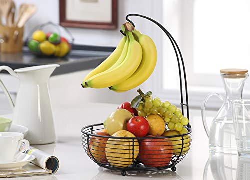 SunnyPoint Black Multifunction 2-tier Basket with Banana Hook