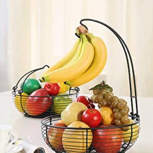 SunnyPoint Black Multifunction 2-tier Basket with Banana Hook