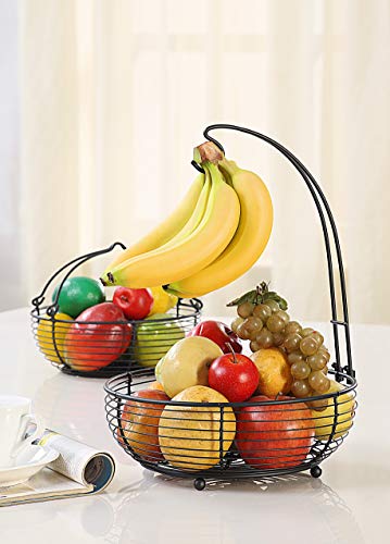 SunnyPoint Black Multifunction 2-tier Basket with Banana Hook