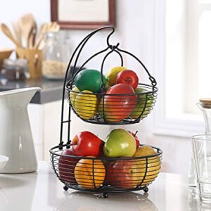 SunnyPoint Black Multifunction 2-tier Basket with Banana Hook