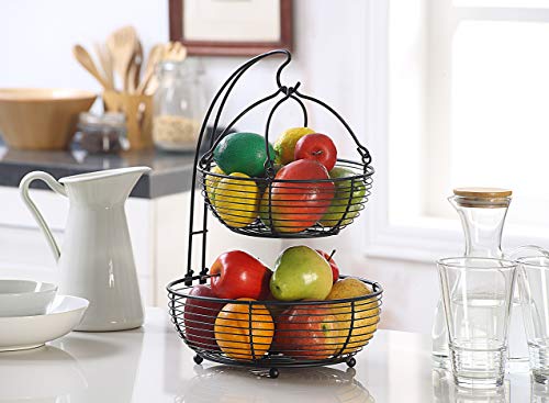 SunnyPoint Black Multifunction 2-tier Basket with Banana Hook