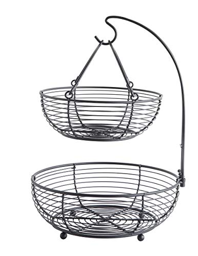 SunnyPoint Black Multifunction 2-tier Basket with Banana Hook