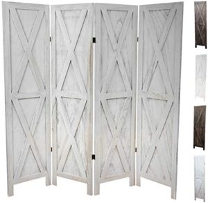 premium home room divider: room dividers and folding privacy screens, privacy screen, partition wall dividers for rooms, room separator, temporary wall, folding screen, rustic barnwood (white x)