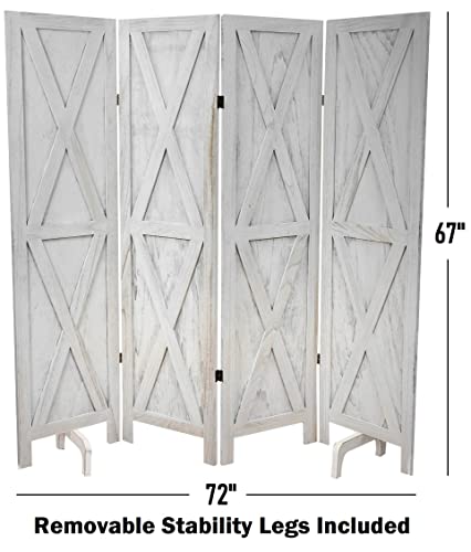 Premium Home Room Divider: Room dividers and Folding Privacy Screens, Privacy Screen, Partition Wall dividers for Rooms, Room Separator, Temporary Wall, Folding Screen, Rustic Barnwood (White X)