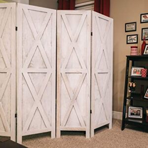 Premium Home Room Divider: Room dividers and Folding Privacy Screens, Privacy Screen, Partition Wall dividers for Rooms, Room Separator, Temporary Wall, Folding Screen, Rustic Barnwood (White X)