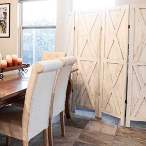 Premium Home Room Divider: Room dividers and Folding Privacy Screens, Privacy Screen, Partition Wall dividers for Rooms, Room Separator, Temporary Wall, Folding Screen, Rustic Barnwood (White X)