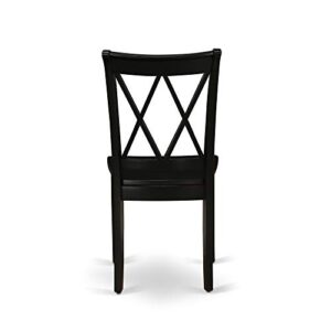 East West Furniture WECL5-BLK-W 5Pc Dinette Set Includes a Rectangle 42/60 Inch Dining Table with Butterfly Leaf and 4 Wood Seat Kitchen Chairs, Black Finish, 5 Piece