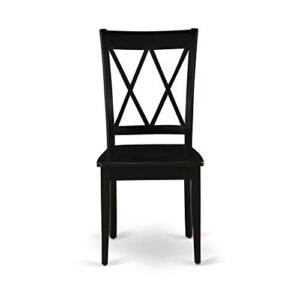 East West Furniture WECL5-BLK-W 5Pc Dinette Set Includes a Rectangle 42/60 Inch Dining Table with Butterfly Leaf and 4 Wood Seat Kitchen Chairs, Black Finish, 5 Piece