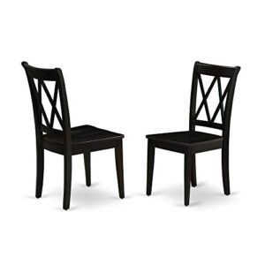 East West Furniture WECL5-BLK-W 5Pc Dinette Set Includes a Rectangle 42/60 Inch Dining Table with Butterfly Leaf and 4 Wood Seat Kitchen Chairs, Black Finish, 5 Piece