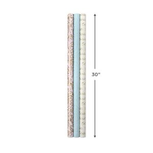 Hallmark All Occasion Reversible Wrapping Paper Bundle - Pastel & Metallic Celebrate (3-Pack: 75 sq. ft. ttl.) for Mother's Day, Weddings, Birthdays, Baby Showers, Bridal Showers or Any Occasion