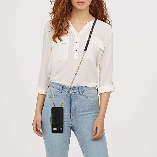 ZVE Samsung Galaxy Note 8 Wallet Case, Galaxy Note 8 Case with Credit Card Holder Crossbody Chain Wristlet Zipper Purse Handbag Protective Shockproof Case Cover for Samsung Galaxy Note 8 6.3"- Black