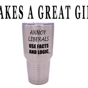 Funny Annoy Liberals Use Facts Large Stainless Steel Travel Tumbler Mug Cup Conservative Or Republican