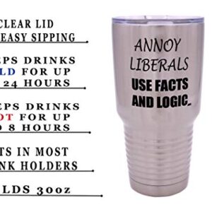 Funny Annoy Liberals Use Facts Large Stainless Steel Travel Tumbler Mug Cup Conservative Or Republican