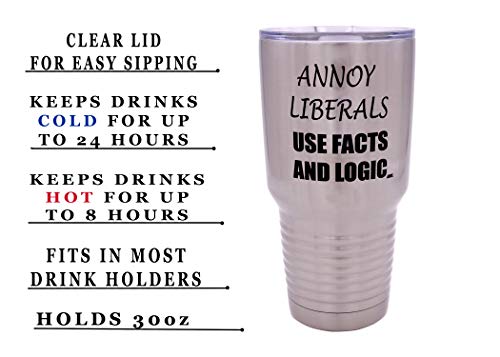 Funny Annoy Liberals Use Facts Large Stainless Steel Travel Tumbler Mug Cup Conservative Or Republican