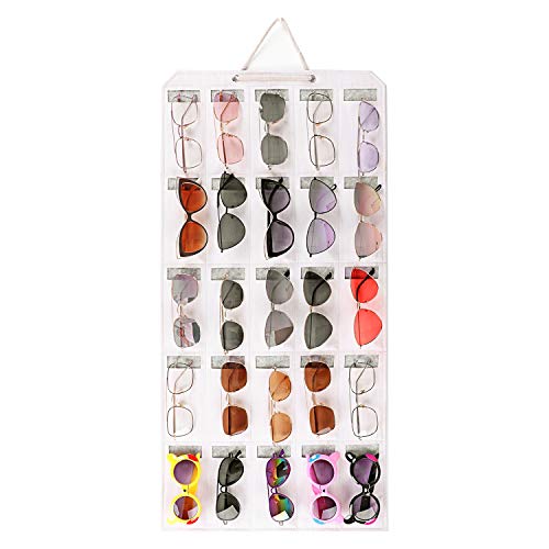 ESINGMILL Sunglasses Hanging Organizer, Eyeglass Storage Wall Mount Glasses Display Holder Pocket Hanger on Door