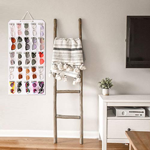 ESINGMILL Sunglasses Hanging Organizer, Eyeglass Storage Wall Mount Glasses Display Holder Pocket Hanger on Door