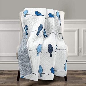 lush decor rowley birds throw blanket, 50" x 60", navy