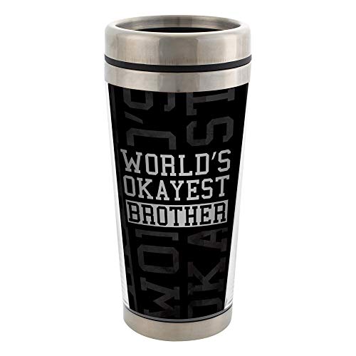 World's Okayest Brother Stainless Steel 16 oz Travel Mug with Lid