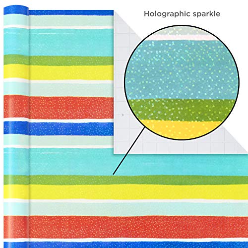 Hallmark All Occasion Wrapping Paper Bundle with Cut Lines on Reverse - Llamas and Cupcakes (3-Pack: 55 sq. ft. ttl.) Bright and Holographic Prints for Birthdays, Baby Showers, Valentines and More