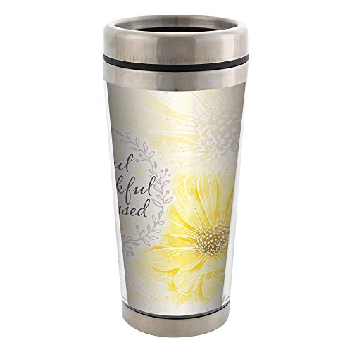 Grateful Thankful Blessed Stainless Steel 16 oz Travel Mug with Lid