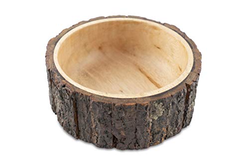 GoCraft Wood Potpourri Bowl with Tree Bark, Small, 6" Diameter x 3" Height, Wooden Decorative Bowl